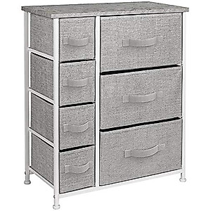 Sorbus Dresser with Drawers - Furniture Storage Tower Unit for Bedroom, Hallway, Closet, Office Organization - Steel Frame, Wood Top, Easy Pull Fabric Bins (Gray)