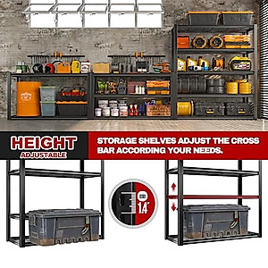 REIBII 48''W Garage Shelving 2500LBS Storage Shelves Heavy Duty Garage Shelves 5 Tier Adjustable Metal Shelves for Garage Storage Rack Heavy Duty Shelving Industrial Utility Shelf,48''W X 72''H X18''D