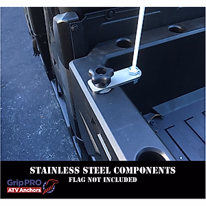 GripPRO ATV Anchors Flag Mount Designed to fit Polaris Ranger Lock & Ride Holes - ATV/UTV Flag Pole Holder - Quick Release Bracket FITS Ranger NOT RZR