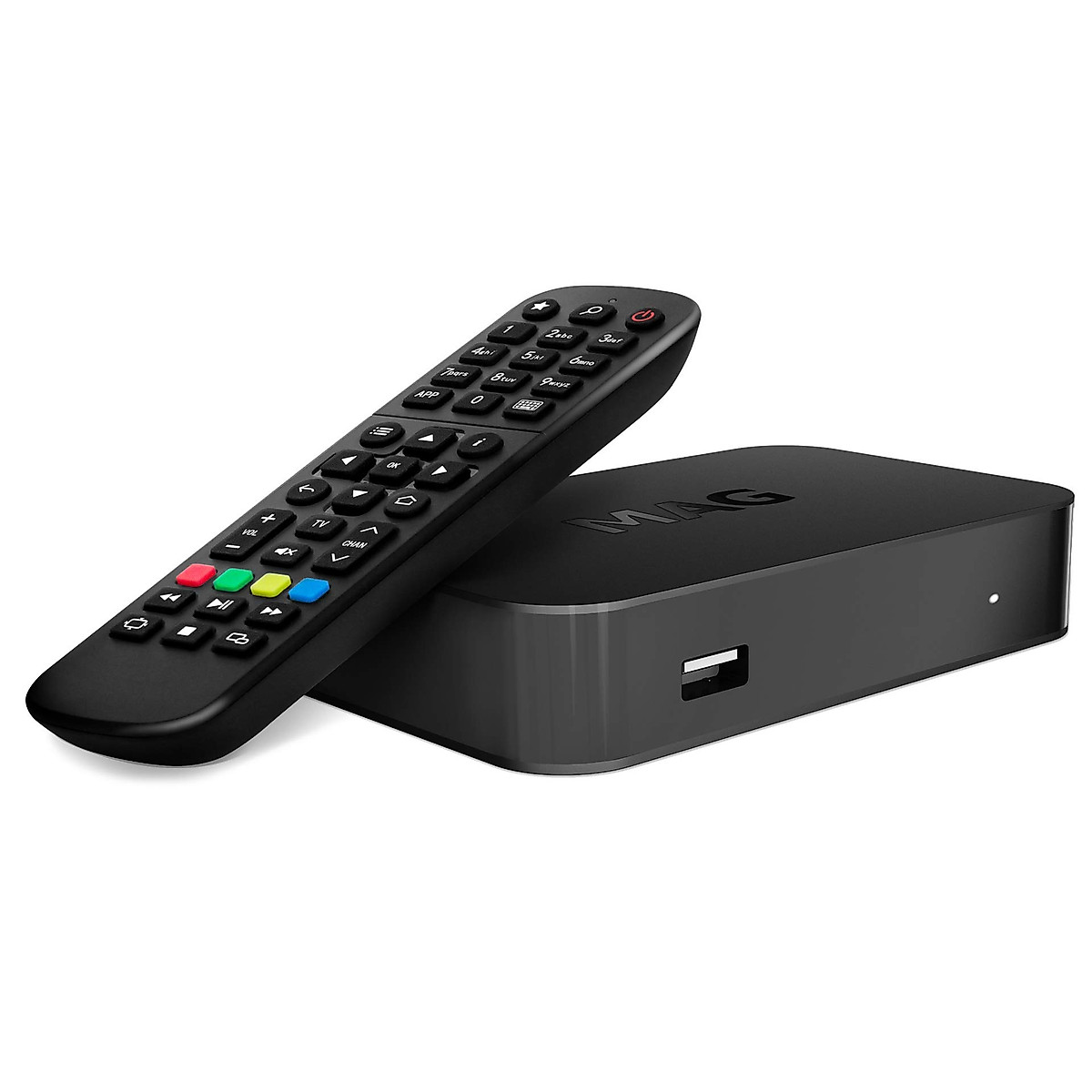 MAG 420w1 4K and HEVC Support, 512 MB RAM, 512 MB NAND, USB × 2 pcs. (3.0, 2.0), Built-in Wi-Fi, Linux OS, HDMI and RCA outputs