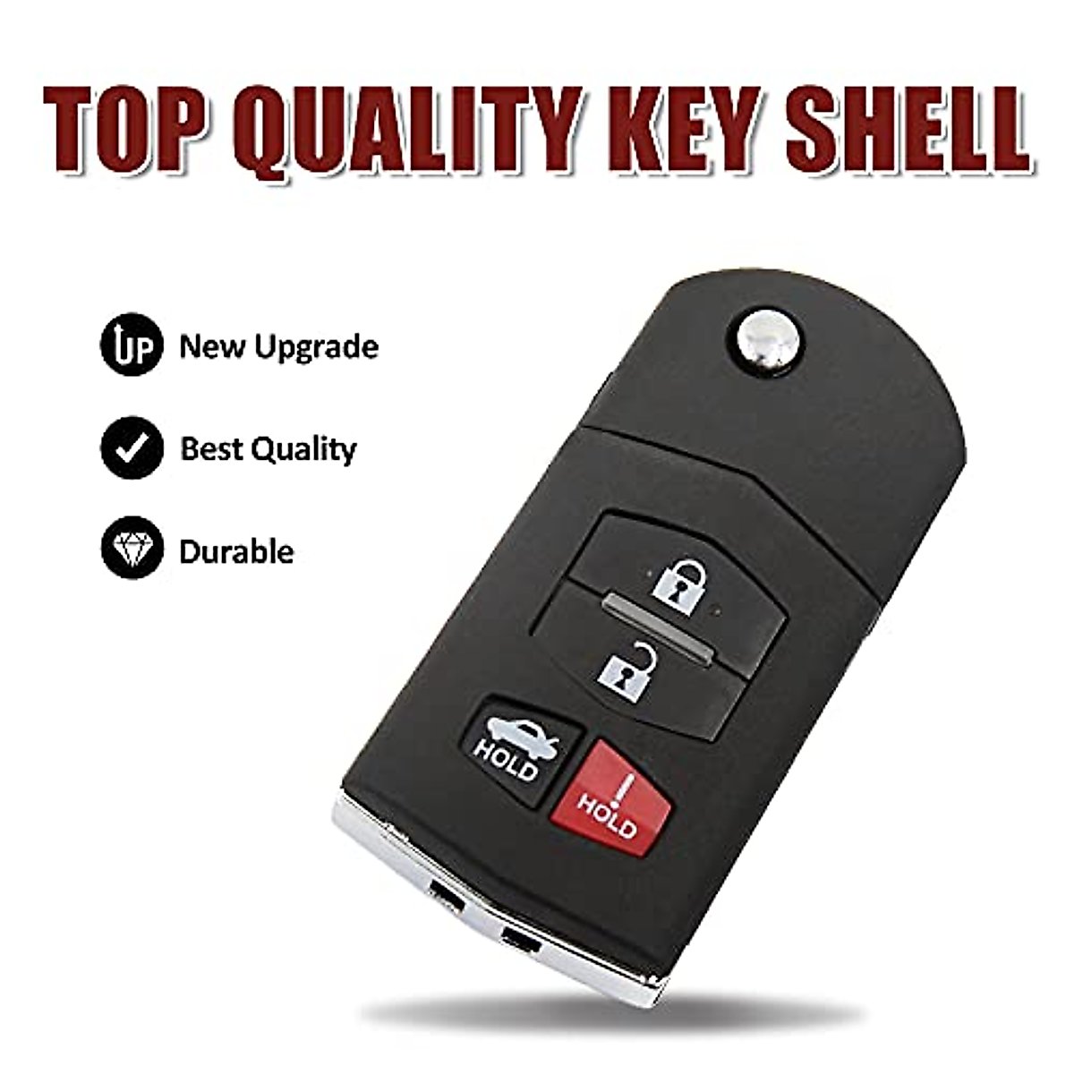 uxcell New Smart Remote Flip Key Fob Shell Case 4 Button for Mazda 3 5 6 RX-8 CX-7 CX-9 2007-2010