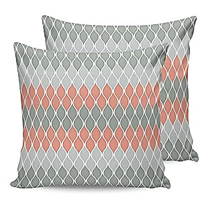 Outdoor Throw Pillow Cover Abstract Geometry Lines Art Waterproof Cushion Covers 2 Pack Raindrop Stripe Pink Grey Gradient Pillow Cases Home Decoration for Patio Garden Couch Sofa