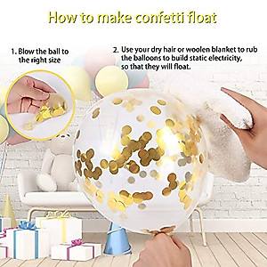 Navy Blue and Gold Confetti Balloons Party Decoration Supplies 70pcs 12 inch Gold Metallic Pearl White Balloons for Navy Party, Baby Shower, Wedding, Graduation, Birthday, with 2 Strips, 2 Foil Ribbon