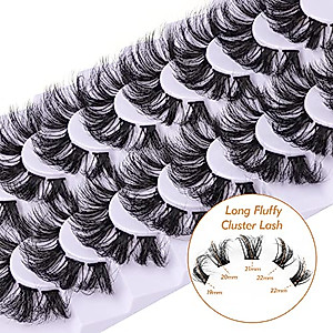 Cluster Mink Lashes Fluffy Eyelashes Long Thick Dramatic Individual Lashes Extension Wispy 6D Volume Eyelash 19-22MM zanlufly Eyelashes Pack