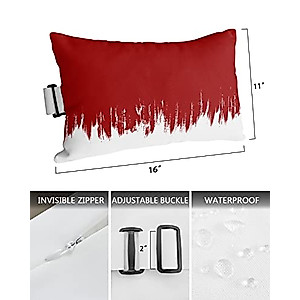 Recliner Head Pillow Ledge Loungers Chair Pillows with Insert Red Abstract Paint Lumbar Pillow with Adjustable Strap Outdoor Waterproof Patio Pillows for Couch Beach Pool Office Chair, 2 PCS
