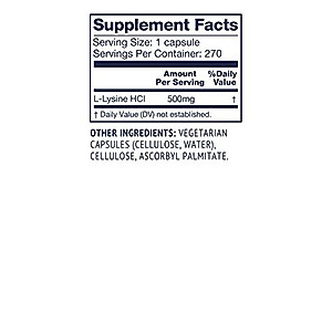 Vimergy L-Lysine 500MG Capsules, 270 Servings – Essential Amino Acid – Supports Immune System, Healthy Skin, Muscles, Bone & Tissue – Vegetarian, Non-GMO, No Gluten, Kosher (270 count)