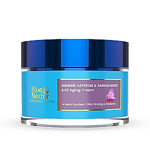 Blue Nectar Moisturizer Face Cream, Ayurvedic Anti Aging Wrinkle Cream for Aging Skin |Ancient blend of Saffron & Turmeric for Skin Firming | With Plant Based Collagen Booster(Women, 14 Herbs,1.7 Oz)