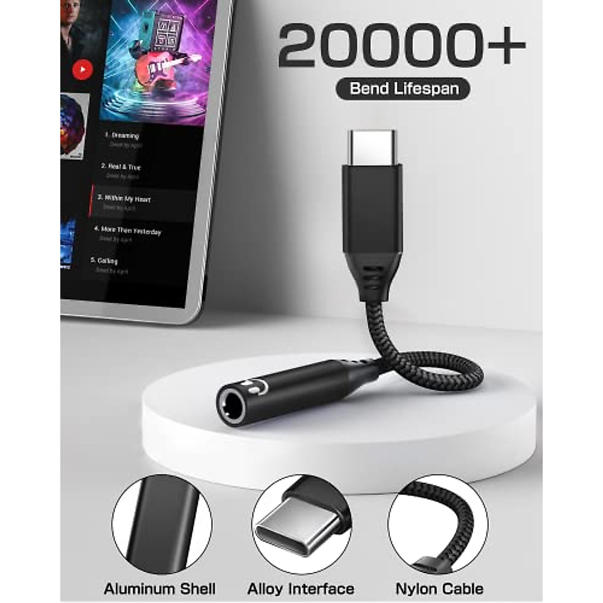 USB C to 3.5mm Aux Headphones Jack Adapter, Type C to Headphones Audio Adapter with DAC Chip for Pixel 4 3 2 XL, Samsung 22 Galaxy S22/S21 Ultra Note 20/10 S10 S9 Plus,ipad Pro/Air(Black)