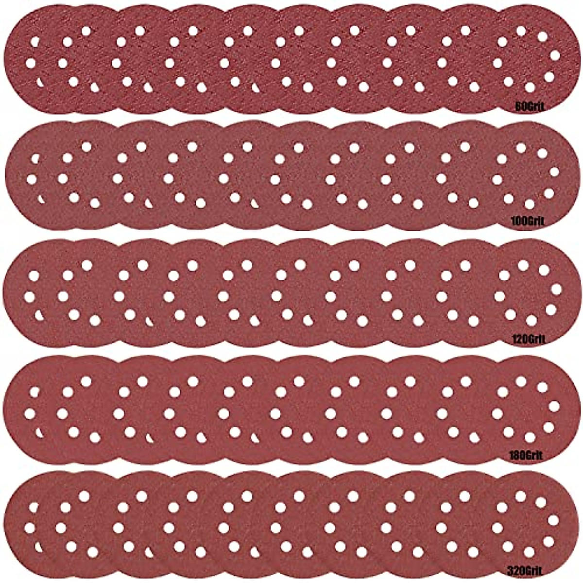 50pcs Premium 5 Inch Sanding Discs Hook & Loop