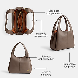 COACH Polished Pebble Leather Lana Shoulder Bag, Dark Stone