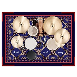 Aucuda Starry Blue Drum Rug Mat 4x6ft Tightly Woven Fabric Cool Drum Floor Mat with Non Slip Grip Bottom, Electric Drum Set Carpet Accessories for Holiday Practice, Apartment, Soundproof, Winter.
