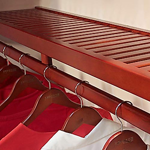 John Louis Home 12 in. Deep Solid Wood Simplicity Closet Organizer, Red Mahogany Finish