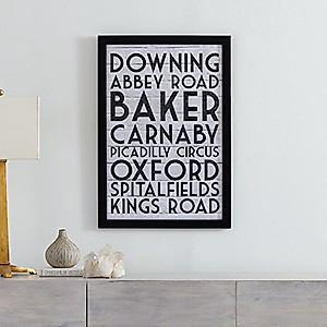 Amazon Brand – Stone & Beam Modern Black & White London Street London Street Names Print Wall Art, Black Frame, 18" x 26"