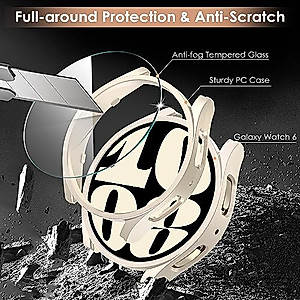 EWUONU [4+4Pack Galaxy Watch 6 Screen Protector Case 40mm 2023, Anti-Fog Tempered Glass Film and Hard PC Bumper Case Cover for Samsung Galaxy Watch 6 40mm
