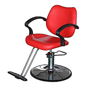 Funnylife Red Round Base Hydraulic Pump Styling Chair Barber Chair Salon Beauty Equipment