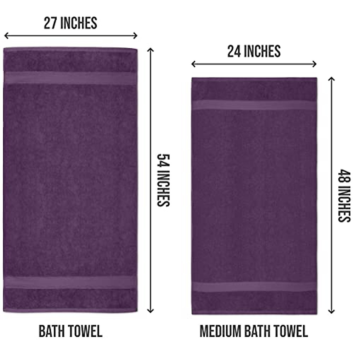 Utopia Towels [6 Pack Bath Towel Set, 100% Ring Spun Cotton (24 x 48 Inches) Medium Lightweight and Highly Absorbent Quick Drying Towels, Premium Towels for Hotel, Spa and Bathroom (Plum)