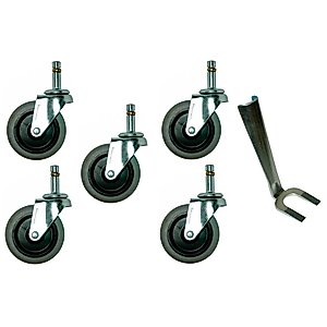 Rubbermaid Brute Dolly Replacement Caster (5 Casters + Removal Tool)