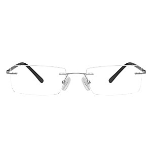 FONHCOO Blue Light Blocking Reading Glasses Anti Blue Ray Unisex Lightweight Rimless Frameless Rectangle Computer Gaming Glasses Anti-Glare, Anti-Fatigue,Anti Eyestrain (Black, 1.75)