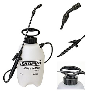 Chapin 16200 2-Gallon Made in USA Garden Pump Sprayer with Ergonomic Handle, Trigger Shut Off, Adjustable Cone Nozzle and in-Tank Filter, for Spraying Weeds, Insects, Fertilizers, Translucent White
