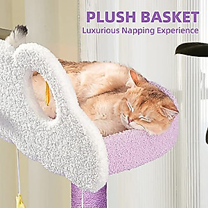 Mora Pets Cat Tree Cute for Indoor Cats Purple Cat Tower 46.5 inch Tall Unique Cat Tree with Sisal Scratching Posts Multi-Level Cloud Moon Cat Tower for Small Large Cats Kitty Kittens