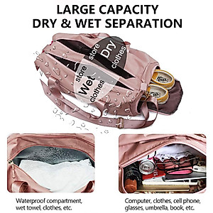 ICEIVY Gym Duffle Bag Dry Wet Separated Gym Bag Sport Duffle Bag Training Handbag Yoga Bag with Extra Drawstring Backpack(Pink-Upgrade) Large