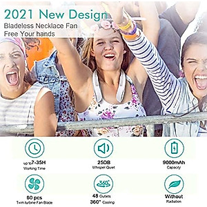 CLELO Neck Fan, Portable Fans Rechargeable Long Battery Life Quiet Cooling USB Powered Desk Fan, 3 Speeds with USB-C Charge Port (White)