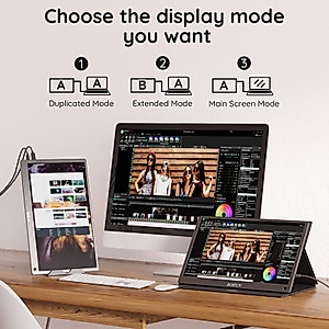 BOIFUN Portable Monitor - 15.8'' USB C HDMI Display, 1080P FHD IPS Second Screen for Laptop Desktop, 100% sRGB Gaming Monitor with Speakers for PC MAC PS4 PS5 Xbox Smartphone, Leather Cover Included