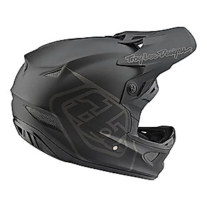 Troy Lee Designs D3 Fiberlite Helmet - Full Face Adult Bicycle Helmet Lightweight Fiberglass. Downhill, BMX Gravel MTB Bicycle Cycling Accessories - Men Women Youth Girls Boys - Mono Black, MD