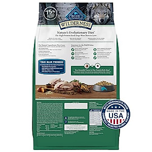 Blue Buffalo Wilderness Natural High-Protein Dry Food for Adult Dogs, with Wholesome Grains, Duck, 28-lb bag.