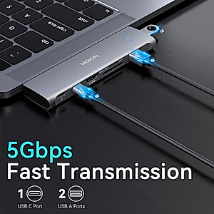 USB C Adapter for MacBook Pro 2022 2021 2020, MacBook Pro USB Adapter, 7 in 2 MacBook Pro Accessories for MacBook Pro/Air M1M2, Mac Dongle with 4K HDMI, 2 USB 3.0, TF/SD, USB-C 100W and Thunderbolt 3