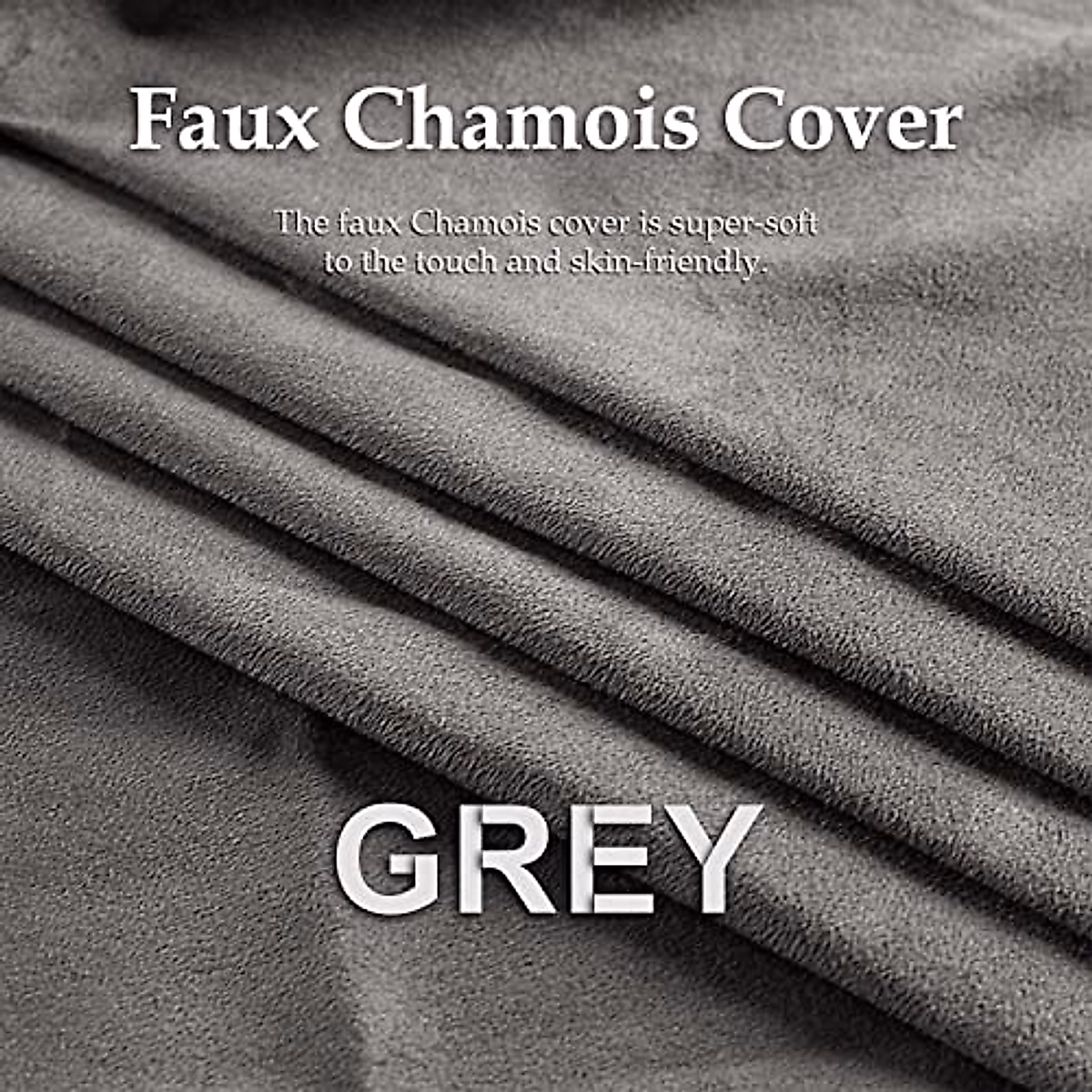 N&V Giant Foam Filling Floor Sofa, Extra Large High Density Foam Bean Bag, Faux Chamois Cover, Independent Linen (Grey, with Ottoman)