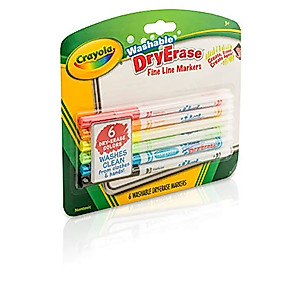 Crayola Dry Erase Markers, Fine Line, Classroom & School Supplies Assorted, 6 Pack