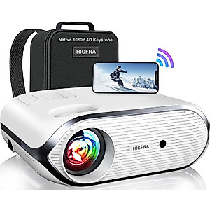 Projector with 5G WiFi and Bluetooth JIFAR 480 ANSI 16000L Native 1080P Outdoor Movie Projector 4k Support,Auto 6D Keystone&50% Zoom,Portable Smart Home LED Video Projector for Phone/PC