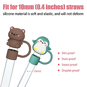 Animal Straw Covers Cap for Stanley Cup, Straw Topper for 30&40 Oz Stanley Tumbler with Handle,10mm 0.4in Reusable Straw Tips Lids Dust-Proof Topper for Water Bottle 7pcs Cute Pattern
