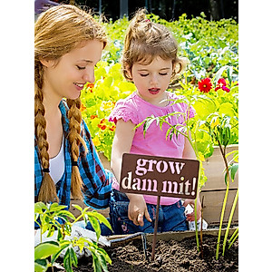 Grow Dammit Garden Signs Decor- Metal Garden Stakes Sign Funny Gardening Gifts with Gift Box for Women Men and Gardeners (19.7 Inches Tall)