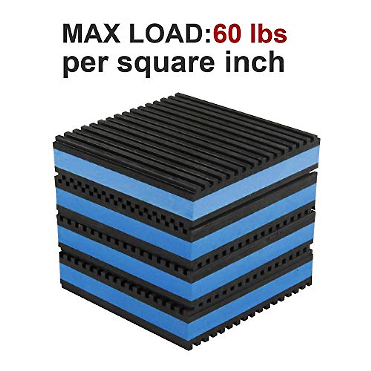 LBG Products Rubber Anti-Vibration Isolator Pads,Heavy Duty Blue EVA Pad for Air Conditioner,Compressors,HVAC,Treadmills etc(4'' X 4'' X 7/8")