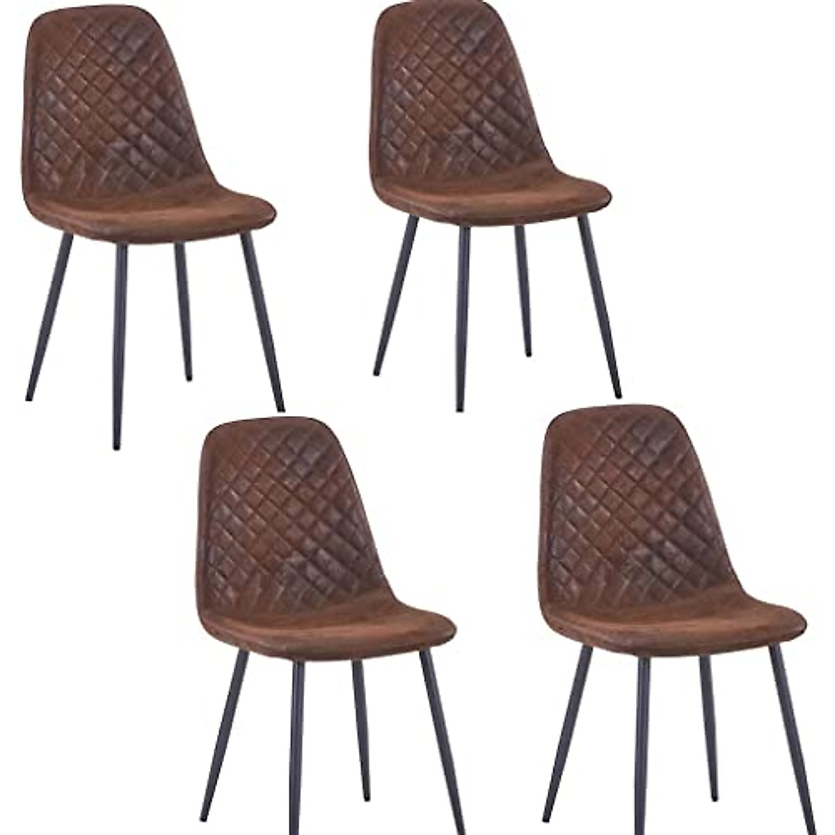 KEIVVAKN Brown Dining Chairs Set of 4 Fabric Kitchen Dining Room Chairs Mid Century Modern Upholstered Dining Chairs Side Chairs with Back