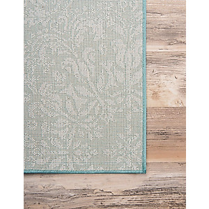Unique Loom Sofia Collection Area Rug - Grand (2' x 6' 7" Runner, Turquoise/ Ivory)