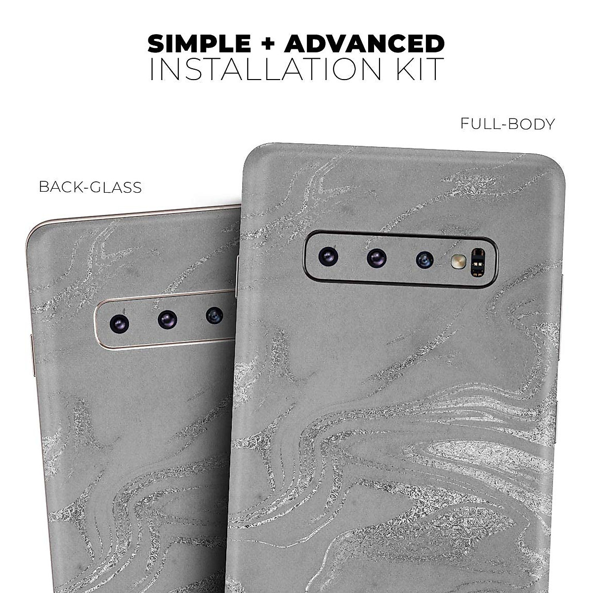 DesignSkinz Dark Silver Marble Swirl V6 Protective Vinyl Decal Wrap Skin Cover Compatible with The Samsung Galaxy S20 (Screen Trim & Back Glass Skin)
