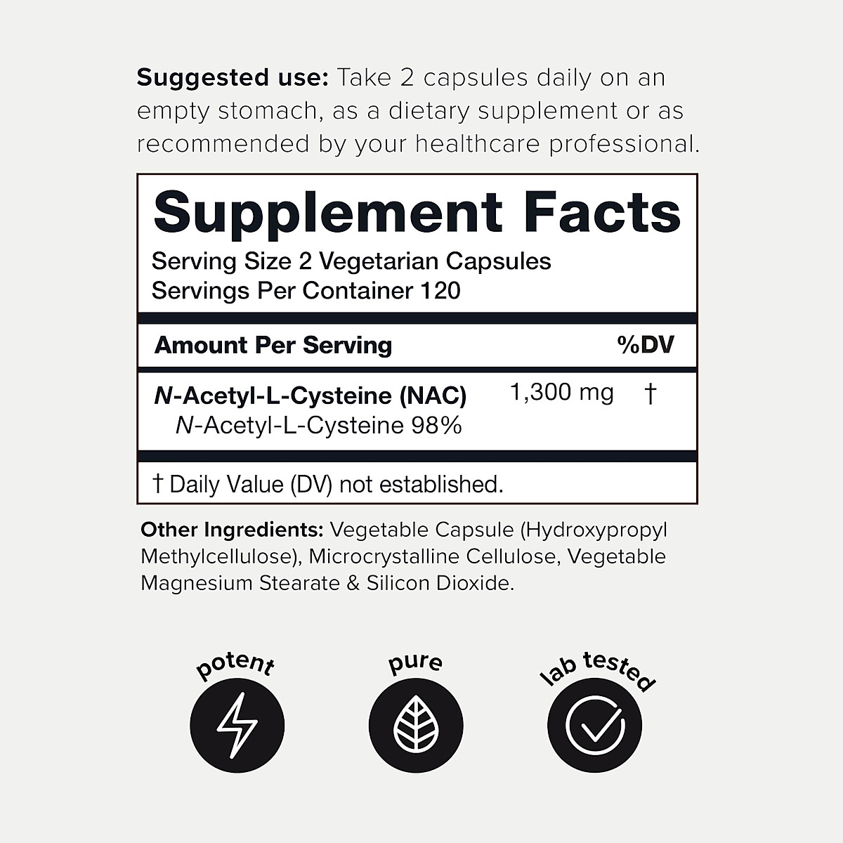 Toniiq 1300mg NAC - 4 Month Supply - Min. 98%+ Tested Purity - Ultra High Strength Bioavailable NAC Cysteine Supplement - 240 Vegetarian N Acetyl Cysteine Capsules -Lab Tested TQ