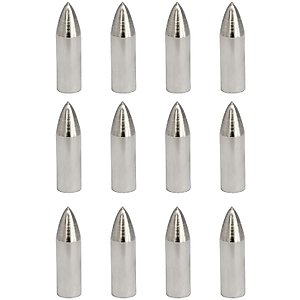 ZYAMY 12pcs Field Tips Target Point Arrowhead Arrow Heads 100 Grain Glue on Target Stainless Steel Arrow Points Wood Arrow Tips for ID 8mm Arrow Archery Accessories, Silver