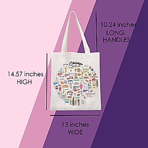 MNIGIU Chicago Tote Bag - Chicago Souvenir Gift Travel Bag - Welcome Bag