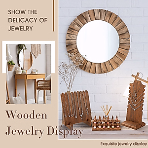 Jerify 4 Pieces Wood Necklace Display Holder Wood Plank Necklace Jewelry Display Ring Display for Selling Necklace Holder Stand Finger Ring Display for Jewelry Showcase Storage Home Display