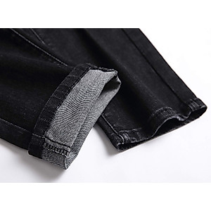 Boy's Skinny Fit Ripped Destroyed Distressed Stretch Fashion Biker Moto Denim Jeans Pants,BlackL0081,16