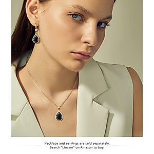 Linawe 14K Gold Black Dangle Earrings for Women Trendy, Diamond Drop Chandelier Rhinestone Cubic Zirconia Crystal Earrings Dangling, Teardrop Birthstone Dangly Earrings