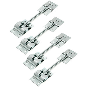 QWORK 4 Pcs 6" All Metal T-Style Door Holder Entry Door Catches for RV Trailer Camper Exterior Door Hold Hook Screws