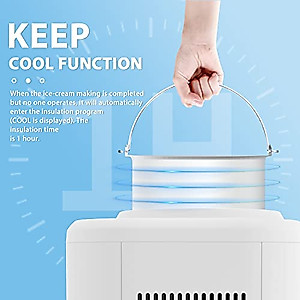 Antarctic Star Electric Ice Cream Maker with Compressor, Homemade Ice Cream Maker for Kids, 1L, 3 Modes for Gelato, Frozen Yogurt, Sorbet, 1h Time Setting, White…