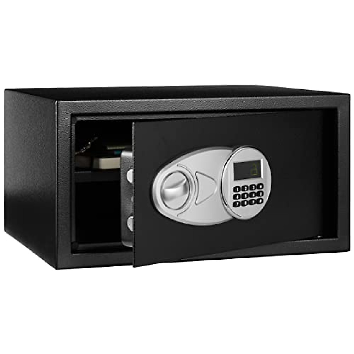 Amazon Basics Steel Security Safe with Programmable Electronic Keypad - Secure Cash, Jewelry, ID Documents - Black, 1 Cubic Feet, 16.93"W x 14.57"D x 9.06"H