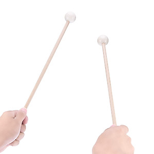 1 Pair Glockenspiel Mallets Hard Mallets Xylophone Mallets Hard Polymer Mallet Glockenspiel Sticks with Wood Handle for Energy Chime, Xylophone, Wood Block, and Bells