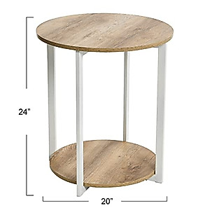 Household Essentials Coastal Oak Round End Table 2 Tier